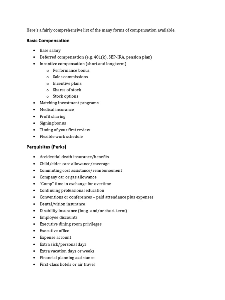Comprehensive Compensation Package Guide | PDF | Employee Benefits ...