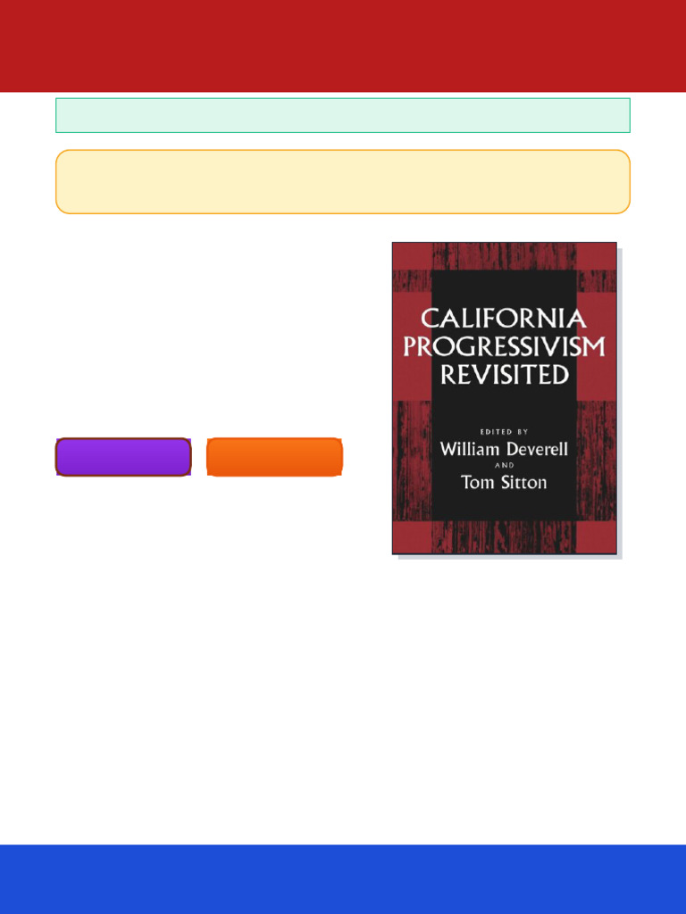California Progressivism Revisited William Deverell (Editor) Ebook ...
