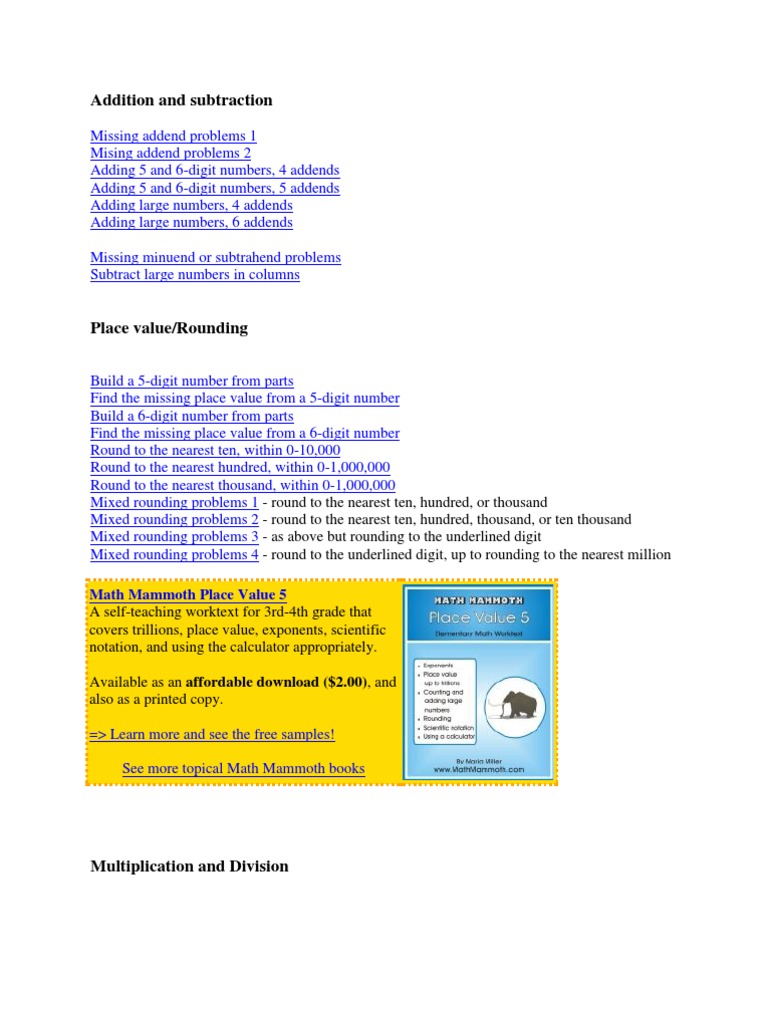 Grade 5 Mathematics Sample Worksheet | PDF | Fraction (Mathematics ...