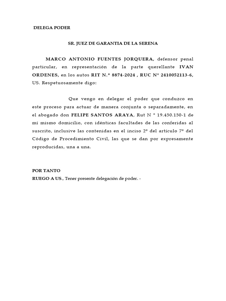 Delega Poder Ivan Ordenes | PDF