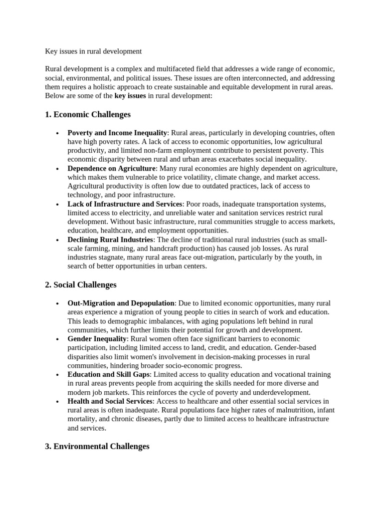 RD 205 Module 3 Key Issues in Rural Development | PDF | Sustainability ...