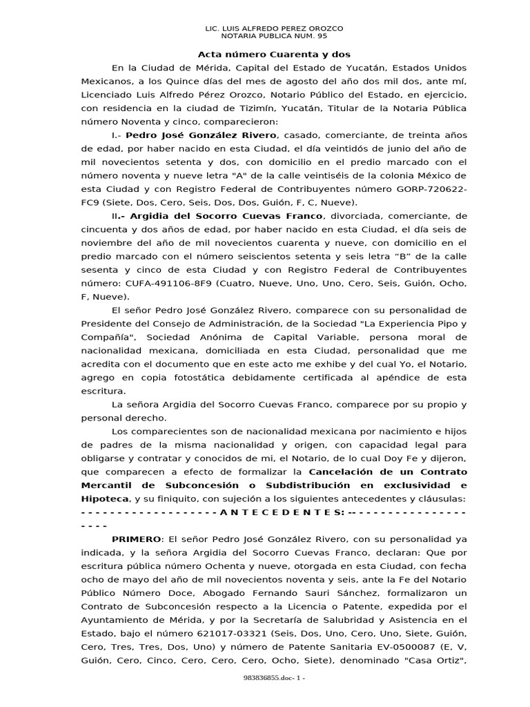 Cancelación de Contrato Mercantil en Mérida | PDF | Derecho Civil ...
