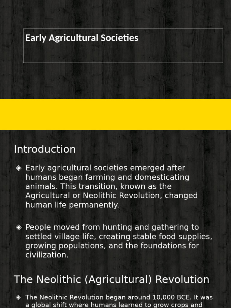 Evolution of Early Agricultural Societies | PDF | Agriculture | Neolithic