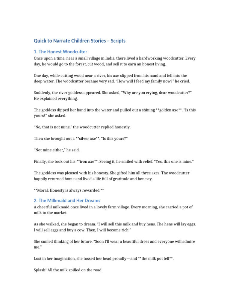 Quick Children Stories | PDF