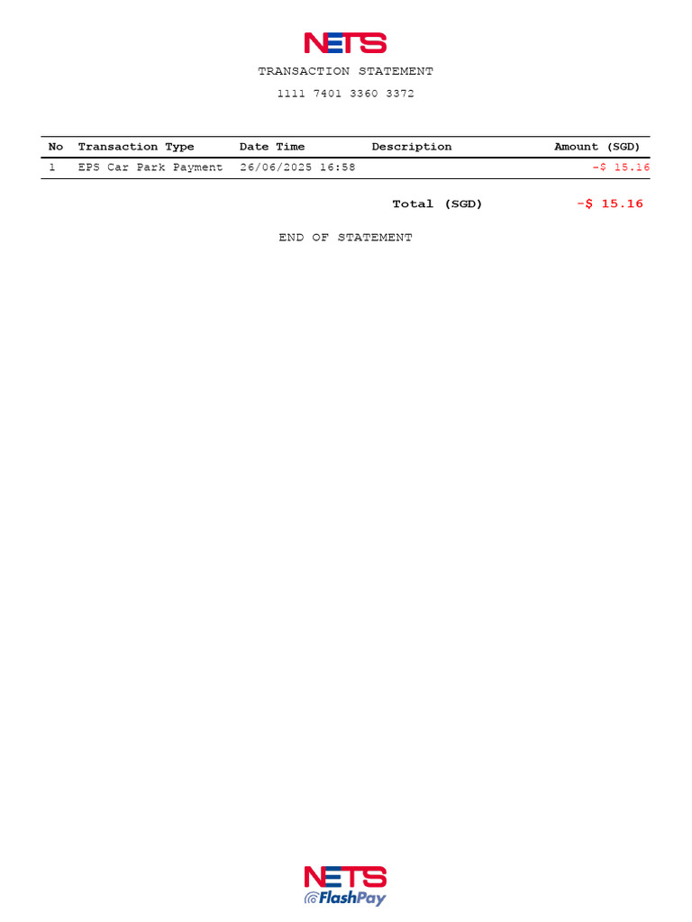 EPS Car Park Payment Statement | PDF