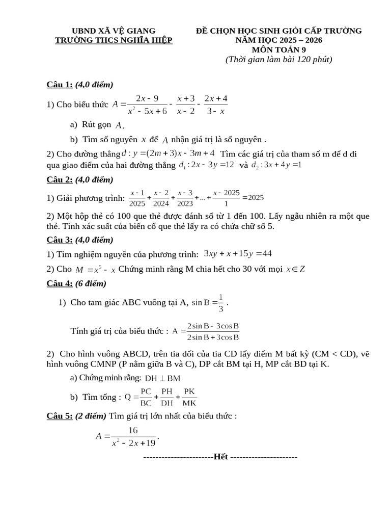 Đề hsg 9 25-26 | PDF
