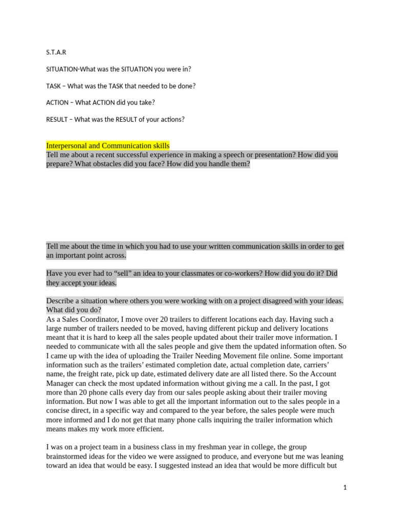 Lec2 Behavioral Questions for Students | PDF