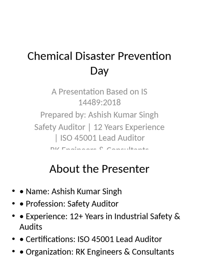 Chemical Disaster IS14489 With Credentials | PDF