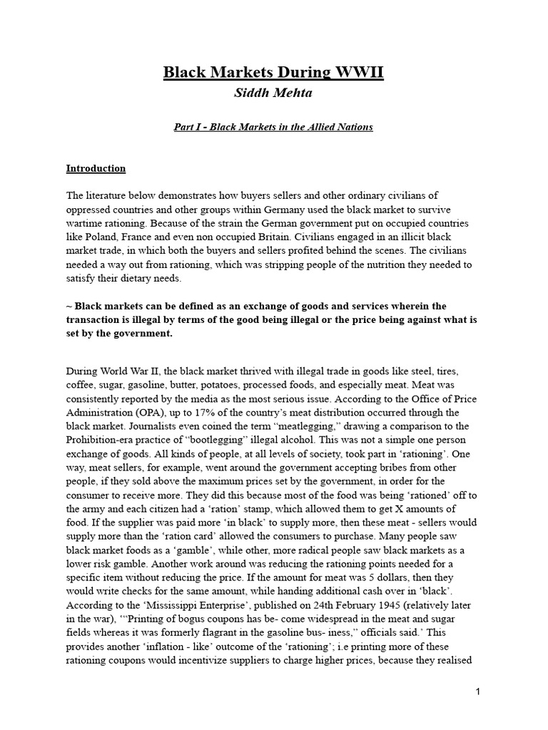 Black Markets During WWII - Siddh Mehta-2 | PDF | Black Market | Rationing