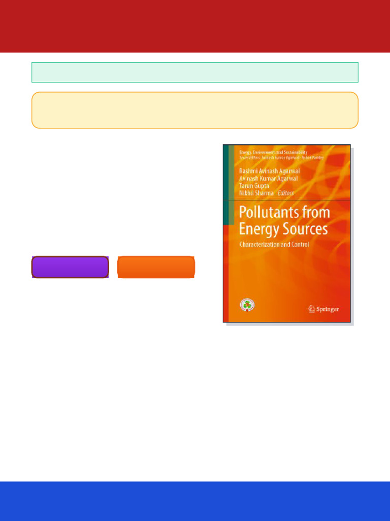 Pollutants From Energy Sources Characterization and Control Rashmi ...