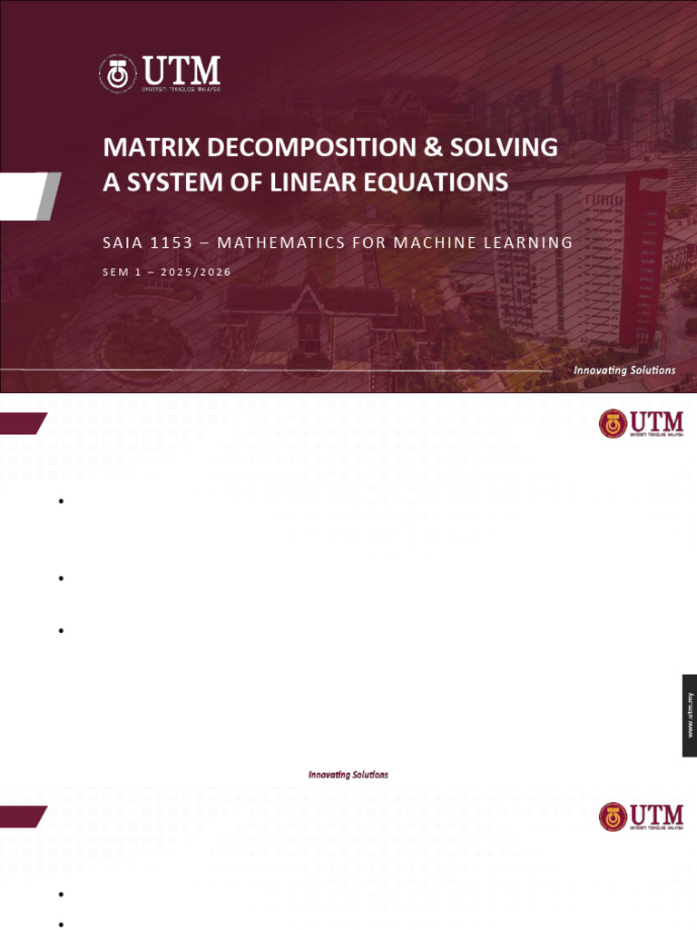 SAIA 1153 - Matrix Decomposition and Solving SLE | PDF | Matrix (Mathematics) | Eigenvalues And ...