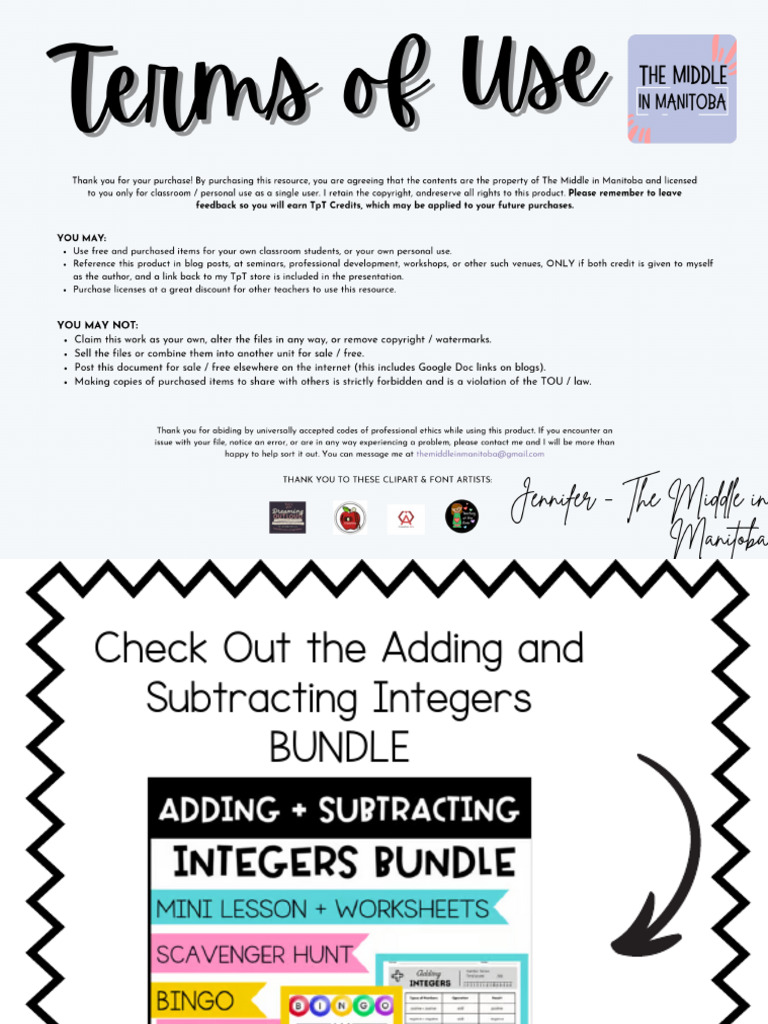 Integer Operations Bundle: Add & Subtract | PDF | Integer | Decimal