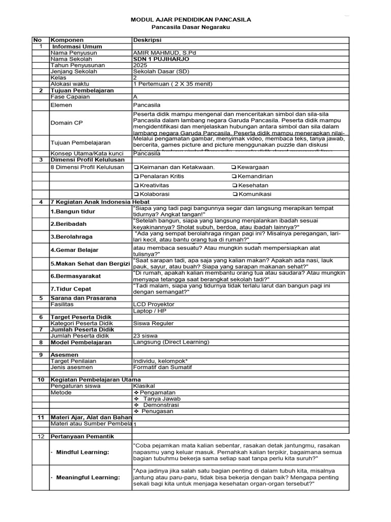 Modul Ajar PKN | PDF