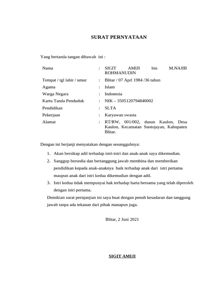 PERJANJIAN POLIGAMI | PDF