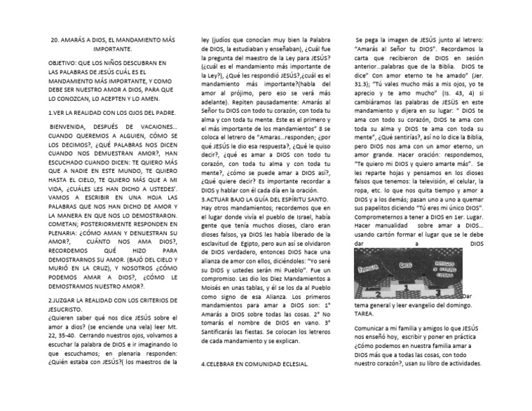 Catequeis TEMA PRIMERA Comunion | PDF | Amor | Dios