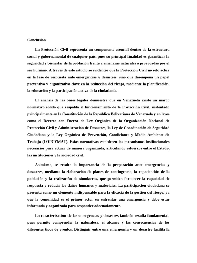 Conclusion | PDF | Defensa Civil | Riesgo
