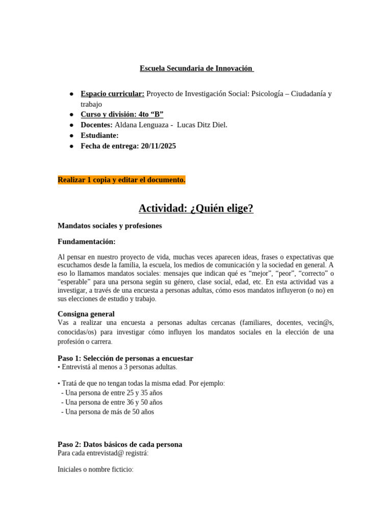 Proyecto de Vida y Mandatos Sociales 2 | PDF