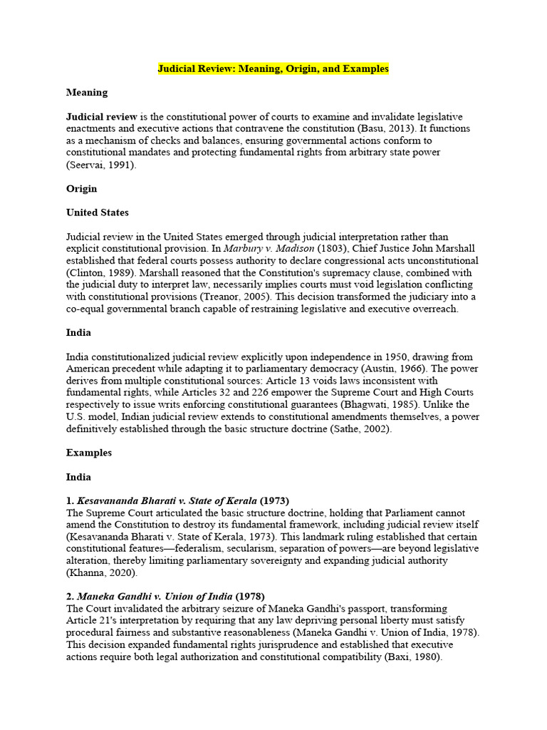 Judicial Review- Meaning, Origin, And Examples | PDF | Judicial Review ...