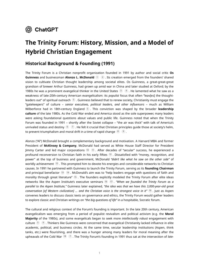 The Trinity Forum - History, Mission, and A Model of Hybrid Christian ...
