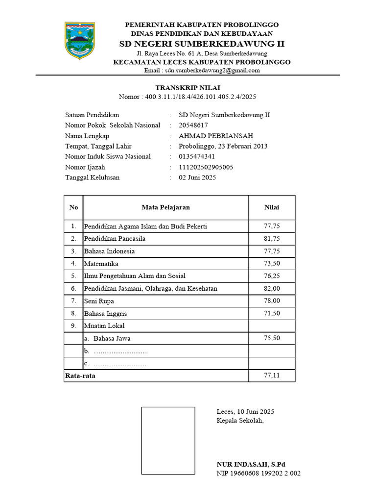 4. Transkrip Ahmad Pebriansah | PDF