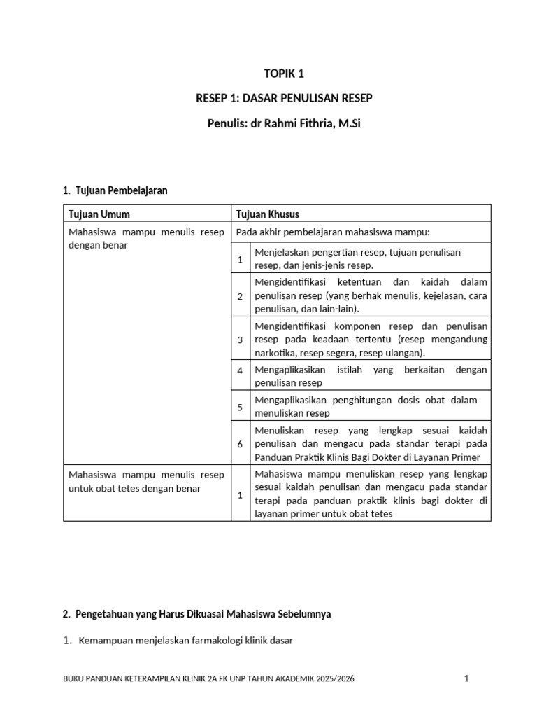 Panduan Penulisan Resep Medis 2025/2026 | PDF