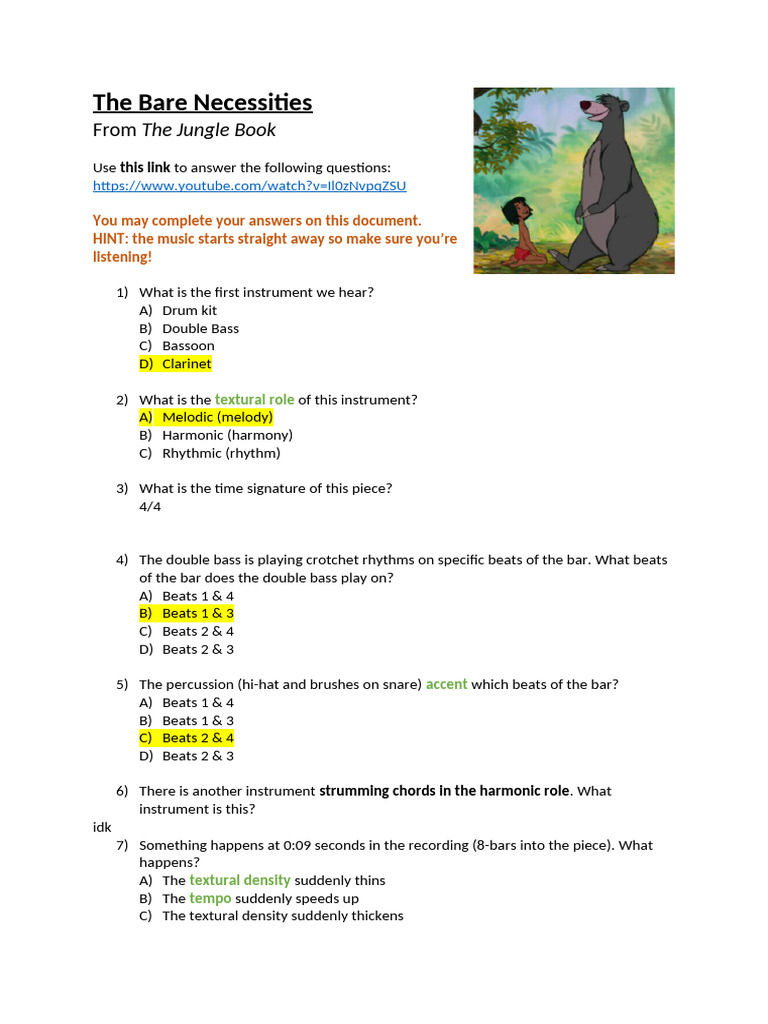 Analyzing "The Bare Necessities" Music | PDF | Drum Kit | Rhythm
