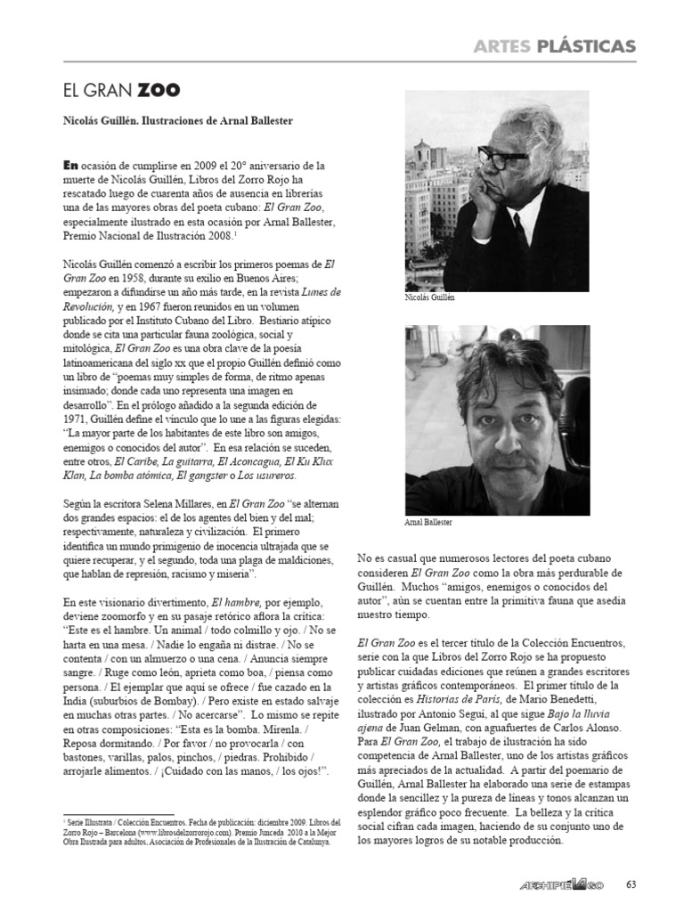 El Gran Zoo de Nicolás Guillén: Poesía Ilustrada | PDF