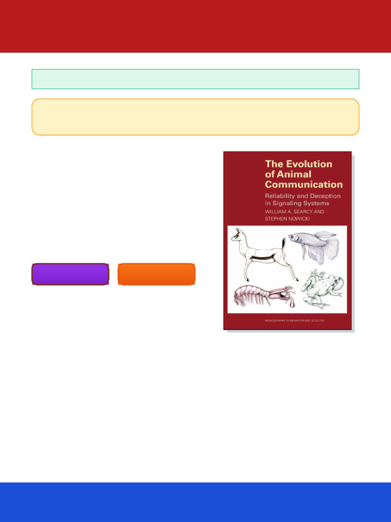 The Evolution of Animal Communication: Reliability and Deception in ...