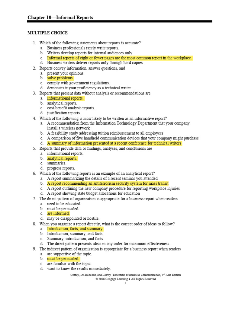 Informal Reports in Business Communication | PDF | Information