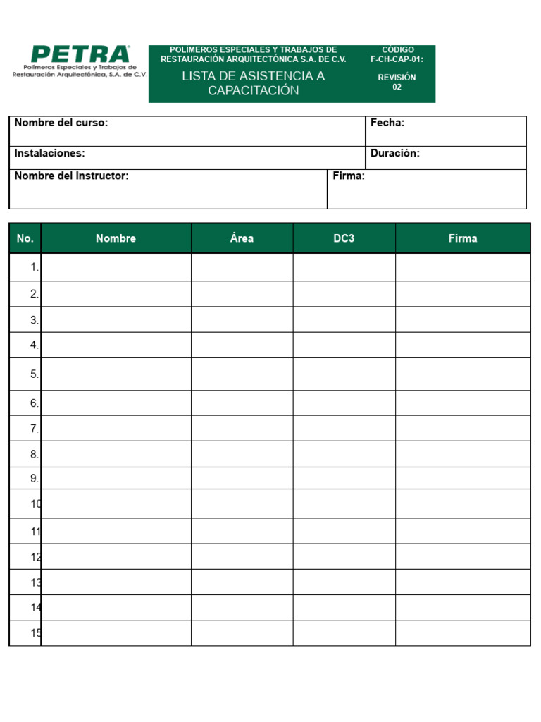 Lista Asistencia PETRA | PDF