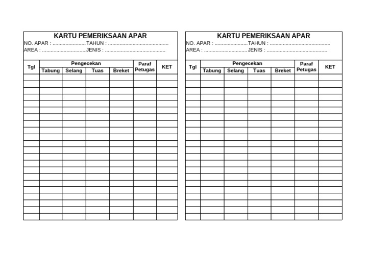 Form Pengecekan Apar | PDF