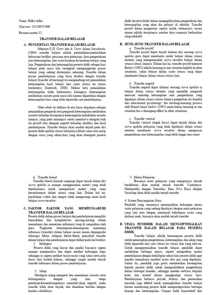 Resume Materi 12 | PDF