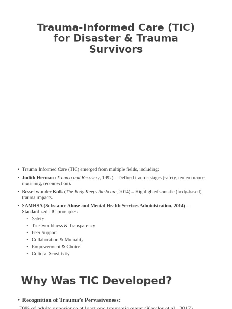 Trauma-Informed Care (TIC) for Disaster & Trauma | PDF | Psychological ...