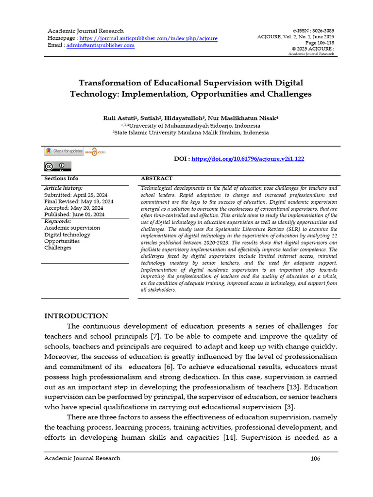 Digital Supervision in Education: Challenges & Opportunities | PDF ...