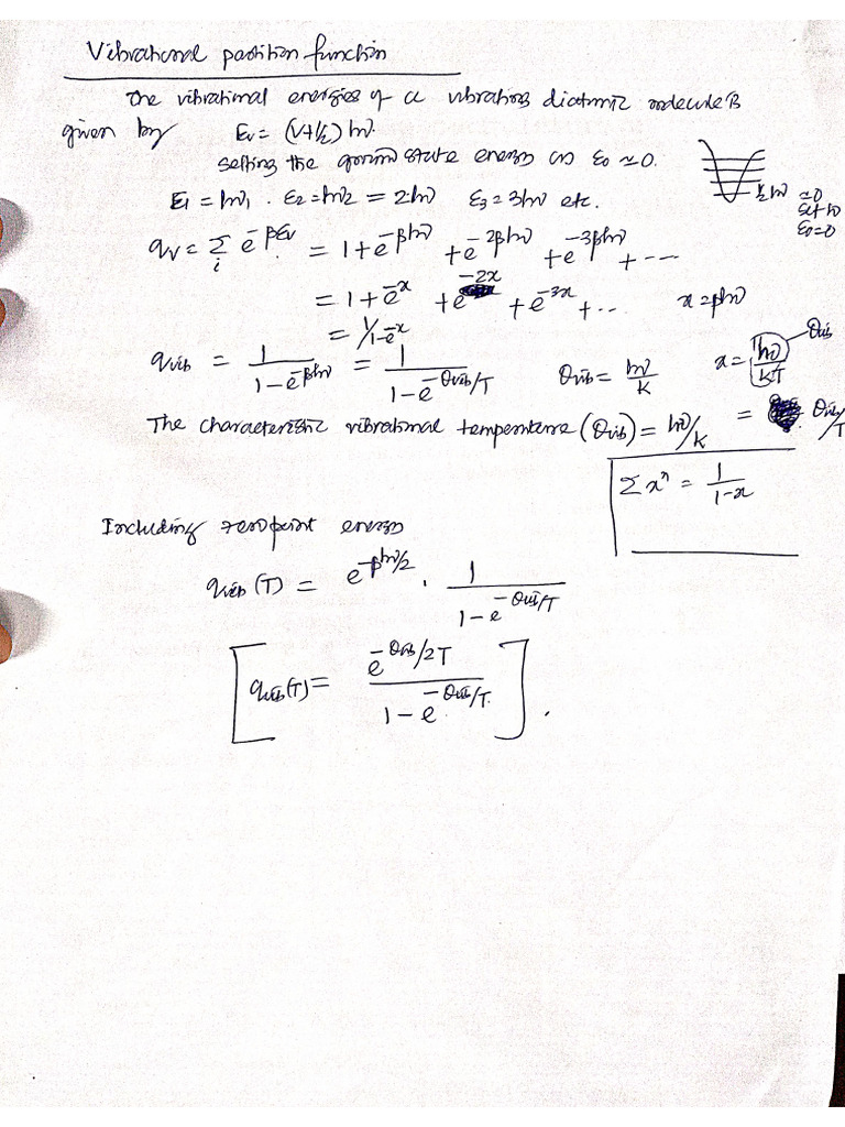 Vibrational Partition Function | PDF