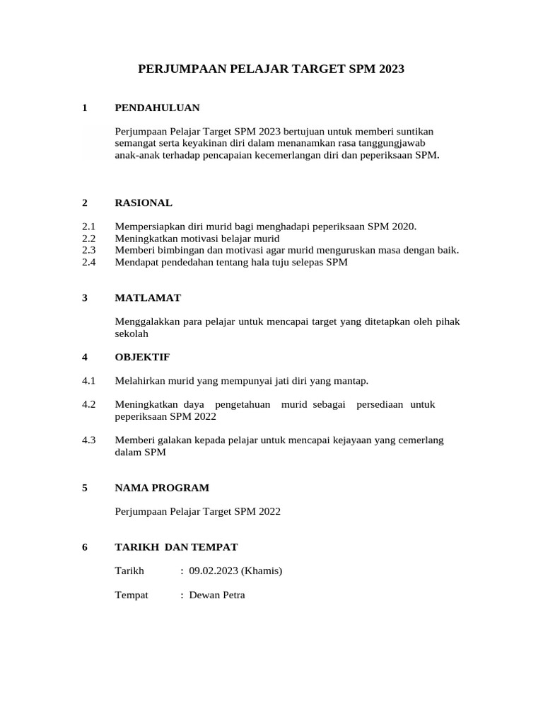 Kertas Kerja Pelajar Target | PDF