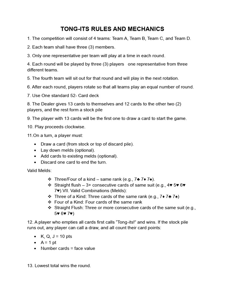 Tong-its Rules and Mechanics | PDF | Games Of Mental Skill | Ephemera