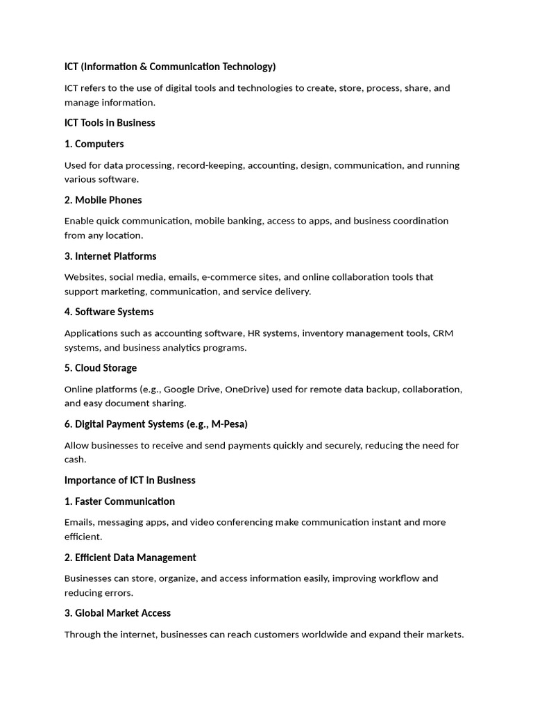 Essential ICT Tools for Business Success | PDF