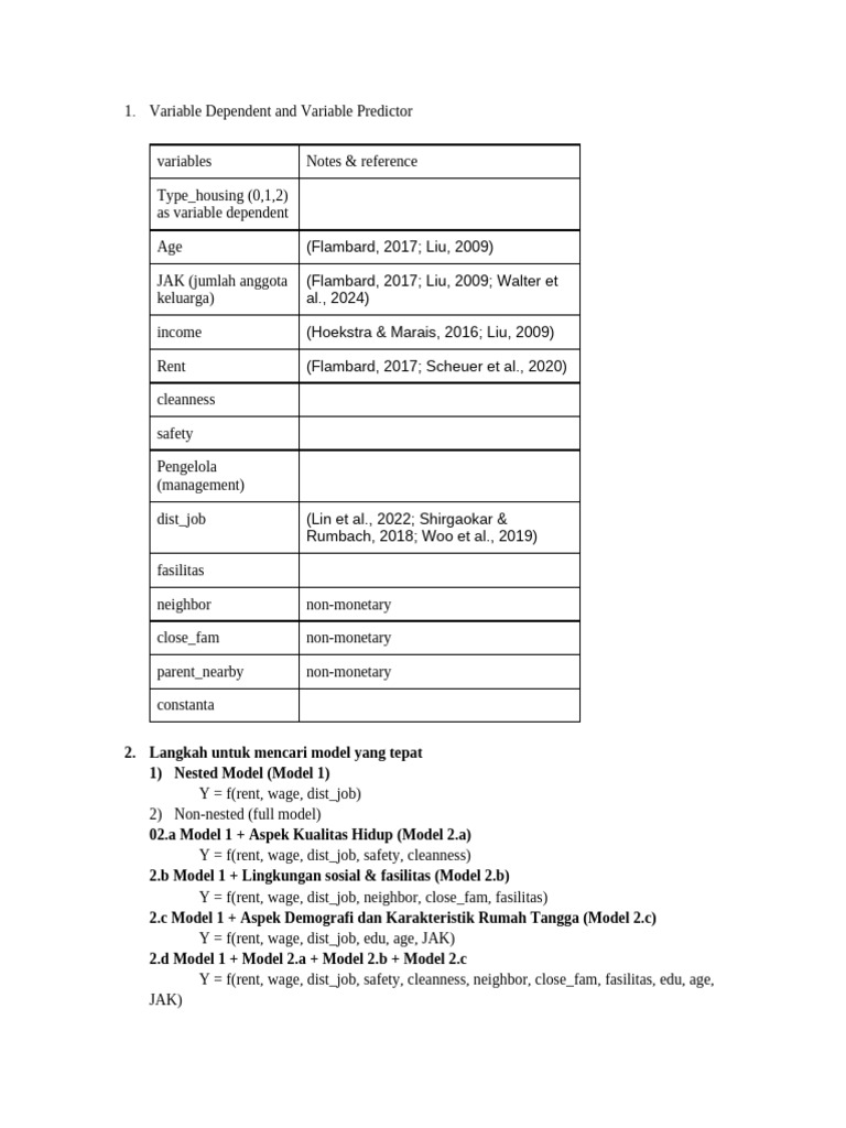 Model Analisis Variabel Perumahan | PDF