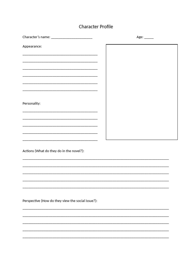 Character Profile Template for Writers | PDF