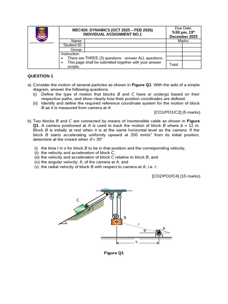 Dynamics Assignment: Motion Analysis | PDF | Acceleration | Velocity