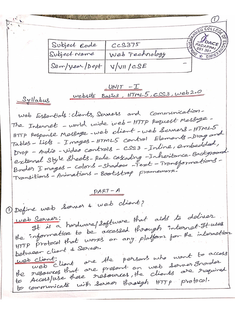WT Unit 1 | PDF