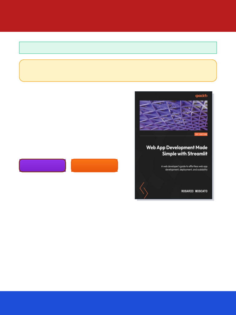 Web App Development Made Simple with Streamlit A web developer s guide ...