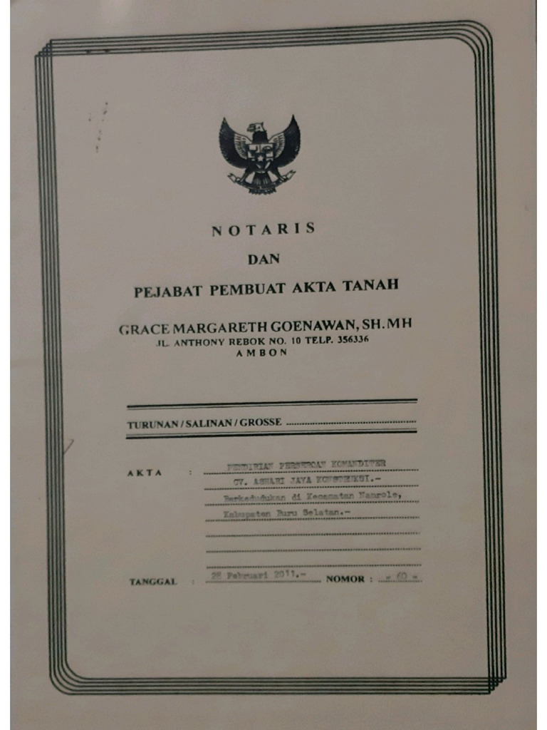 Akta Notaris CV - Asharijaya Konstruksi | PDF