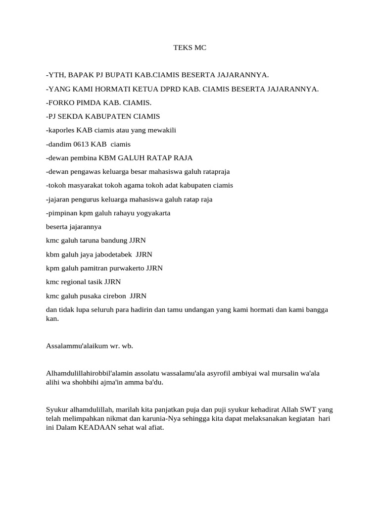MC Mubes Galuh Ratap Raja ke-3 | PDF