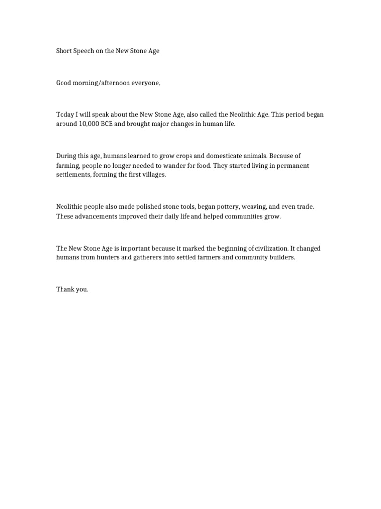 New Stone Age Speech | PDF
