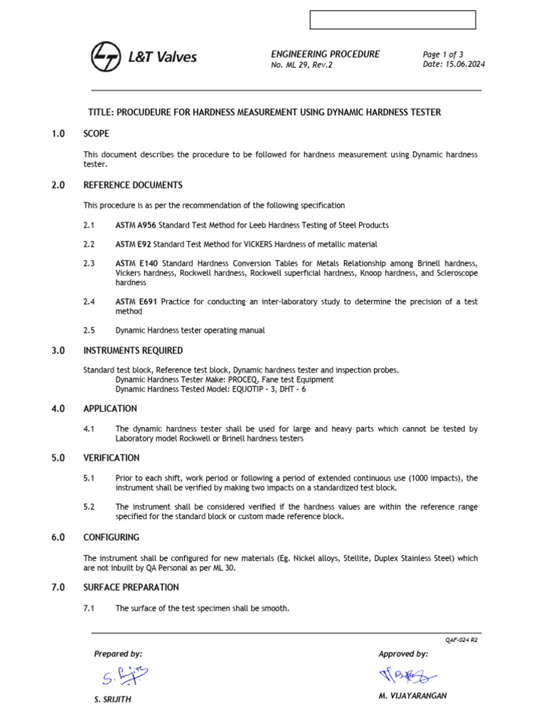 2.6 ML - 29 Rev 2 Procedure For Hardness Measurement Using Dynamic ...