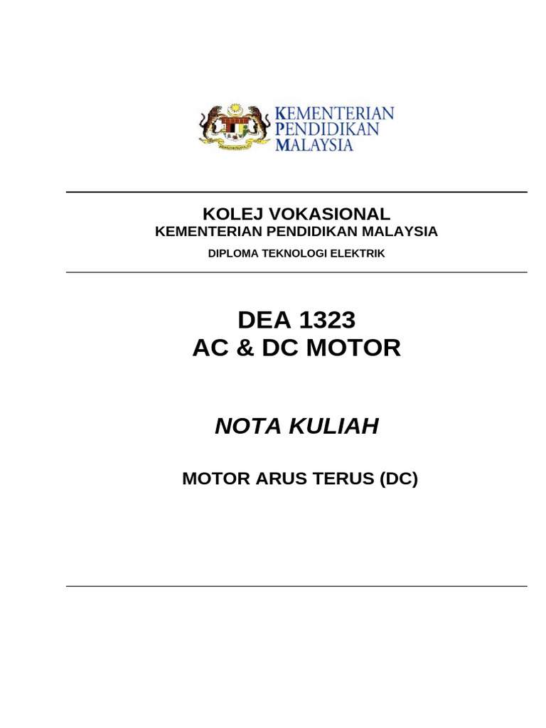 Nota Kuliah Motor Dc | PDF