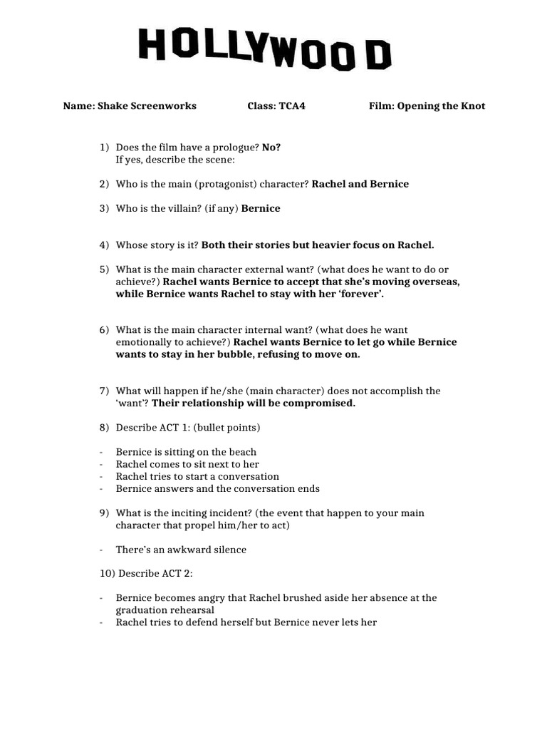 3 Act Story Worksheet - 3 Act Structure Vidpro | PDF