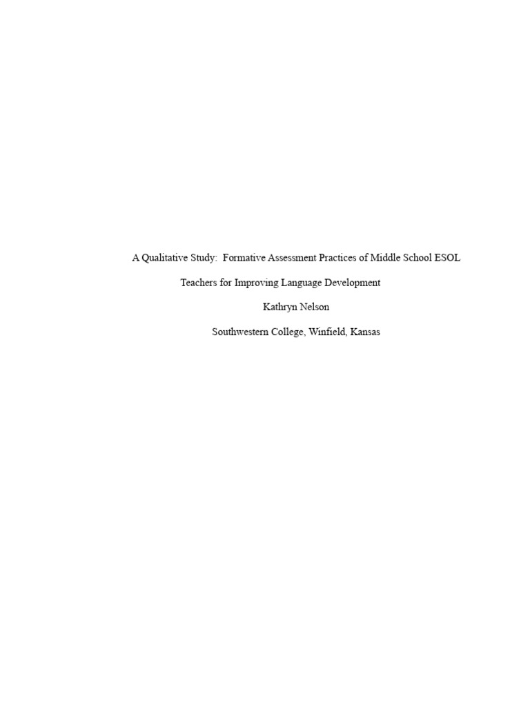 5.formative Assessment Practices of Middle School ESOL | PDF ...